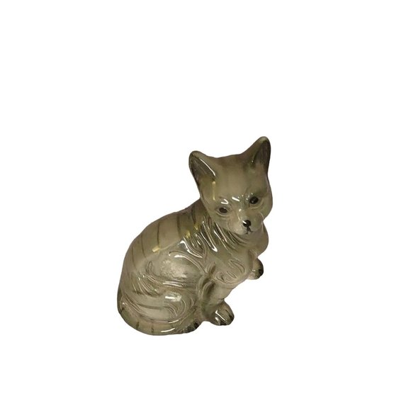 Accents | Vintage Cat Figurine Bone China Taiwan Stylized Gray Tabby ...